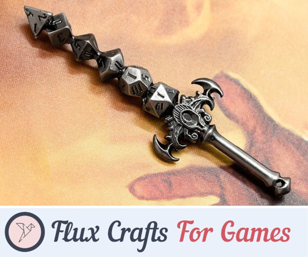 Dice Sword Pendant Silver Necklace, Bracelet, Dungeons Dragons, RPG ...