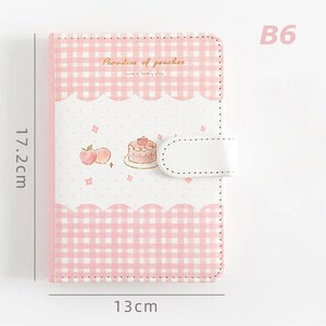 B6 B7 PU Leather Illustrated Notebook Peaches Hardback, Pink Plain ...