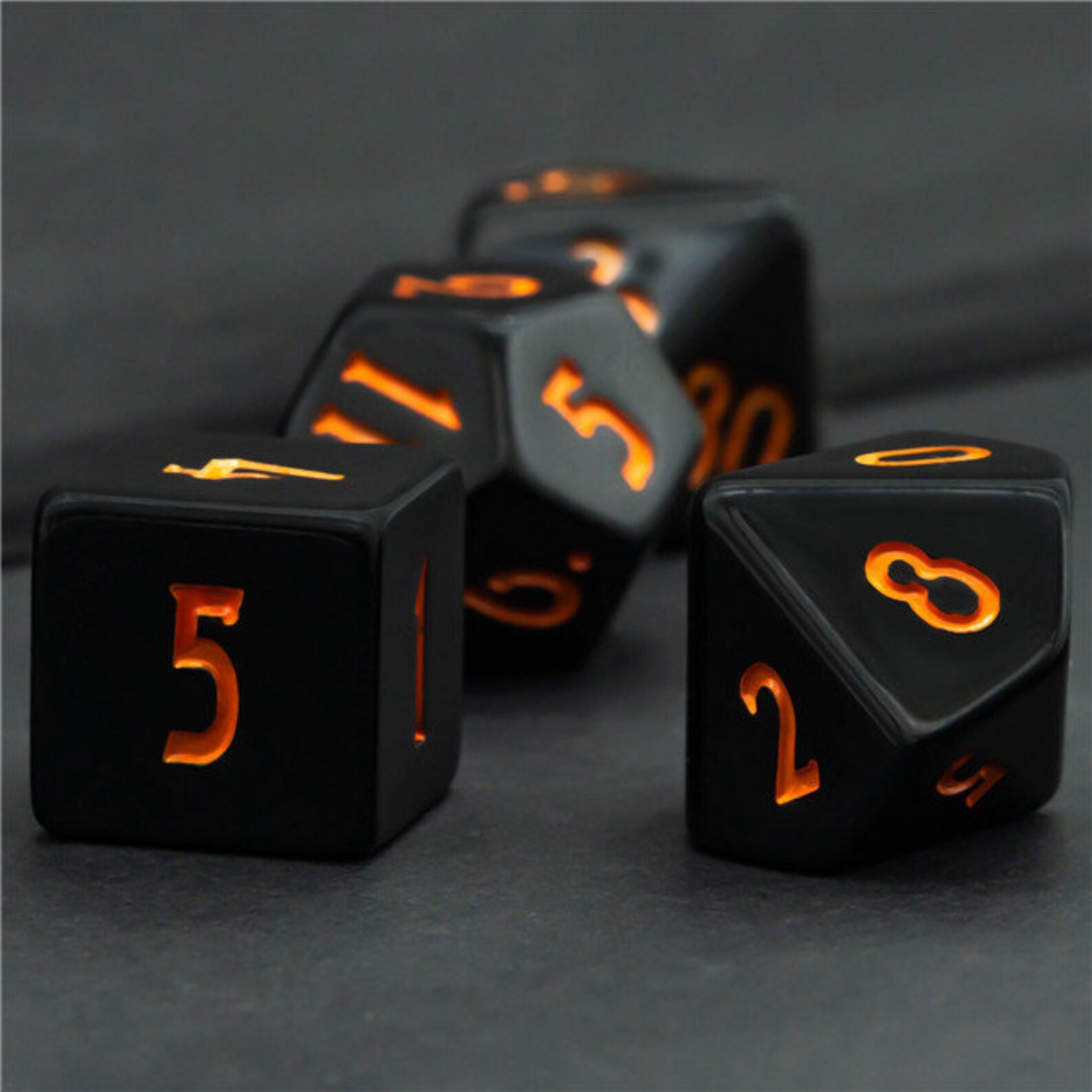 7pcs RPG Dice Set Black Resin Solid Tabletop Roleplaying - Etsy