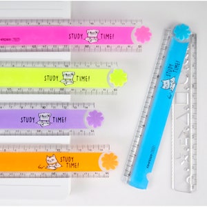 30cm Acrylic Folding Rulers & Stencils Neon Collection Neon Colours ...