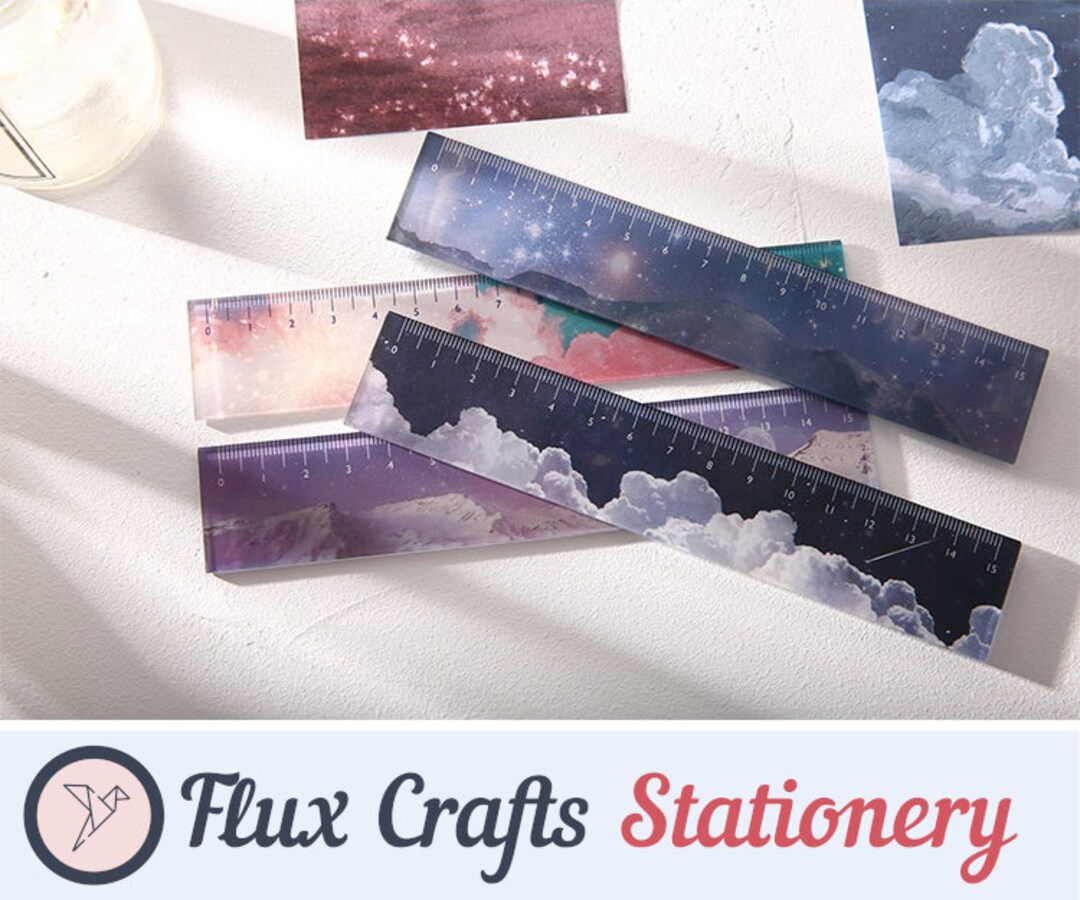 15cm Acrylic Rulers Pictorial Clouds & Mountains Stationery Essentials ...