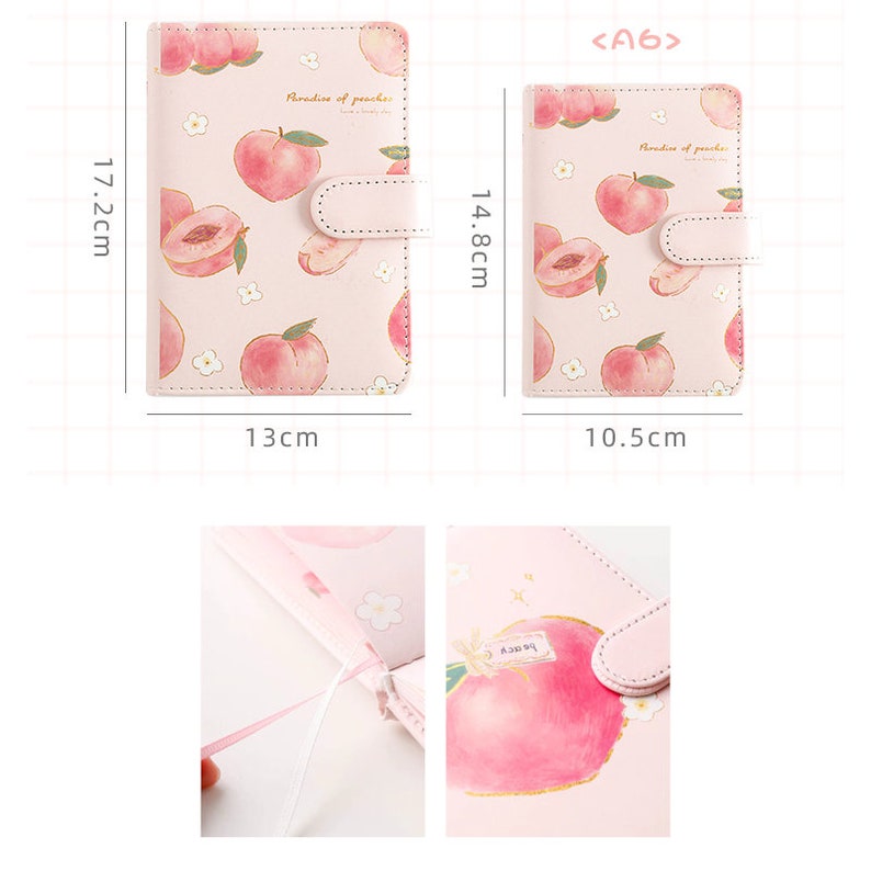 B6 B7 PU Leather Illustrated Notebook Peaches Hardback | Etsy UK