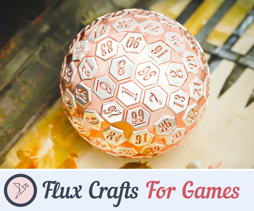 D100 RPG Dice Silver & Pink Metal Tabletop Roleplaying Games, Metal ...