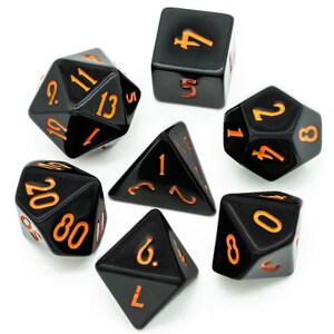7pcs RPG Dice Set Black Resin Solid Tabletop Roleplaying - Etsy