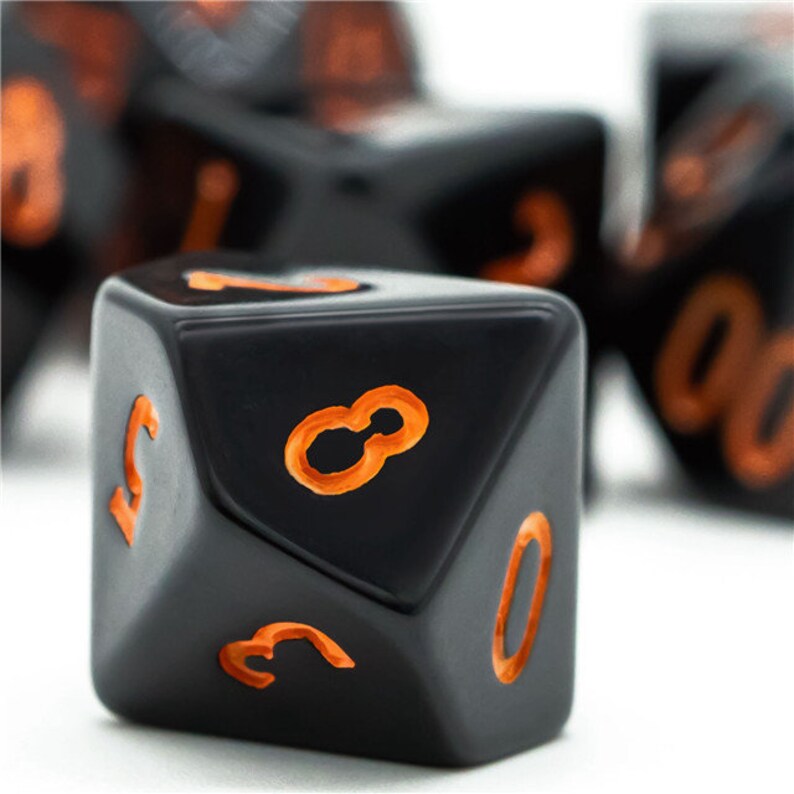 7pcs RPG Dice Set Black Resin Solid Tabletop Roleplaying - Etsy
