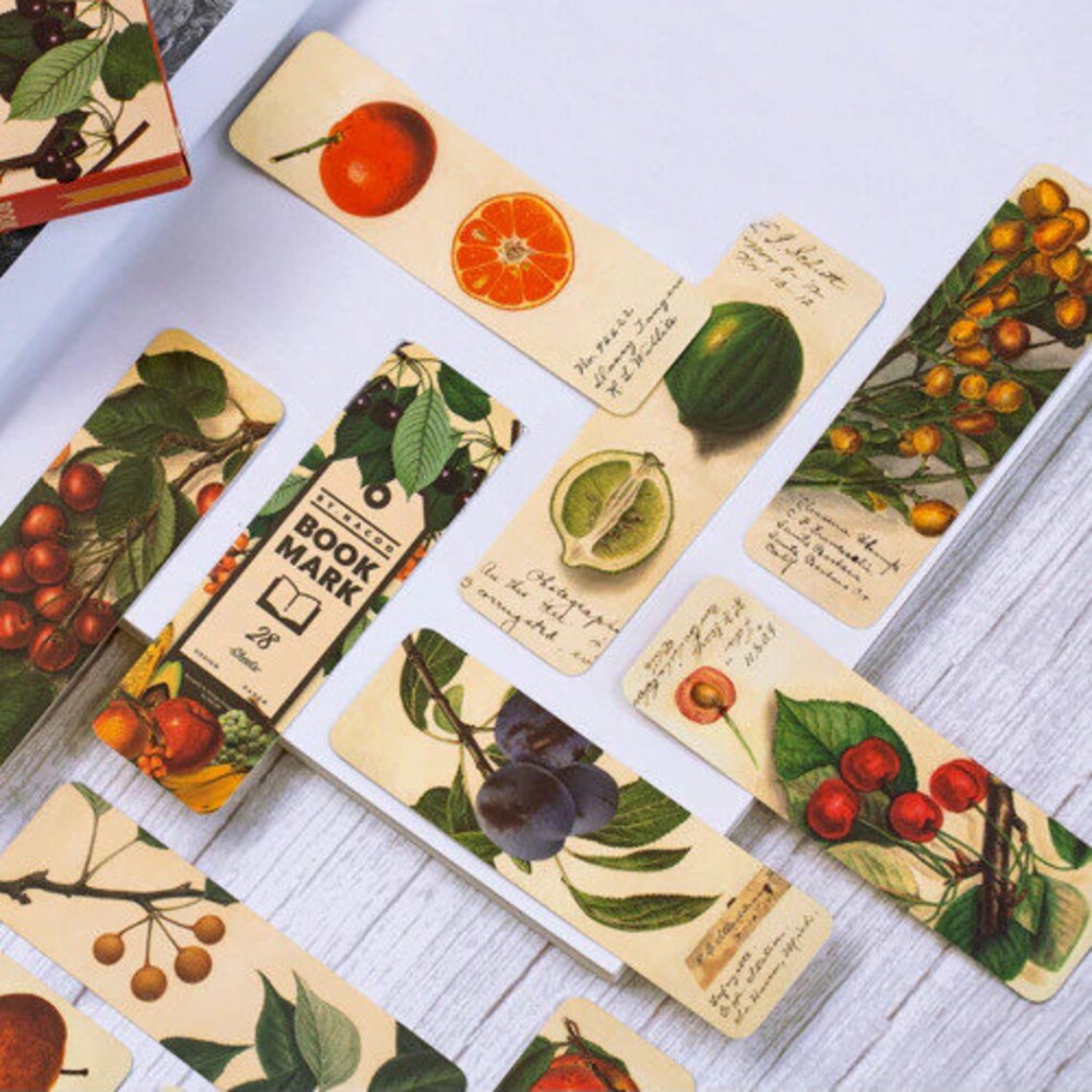 28pcs Paper Bookmark Retro Fruit Collection Botanical | Etsy