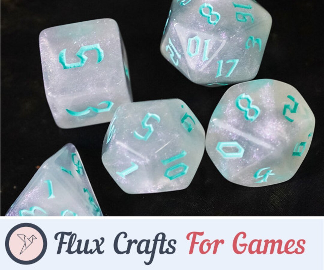 7pcs RPG Full Dice Set Glitter in wit acryl met ijzig - Etsy Nederland