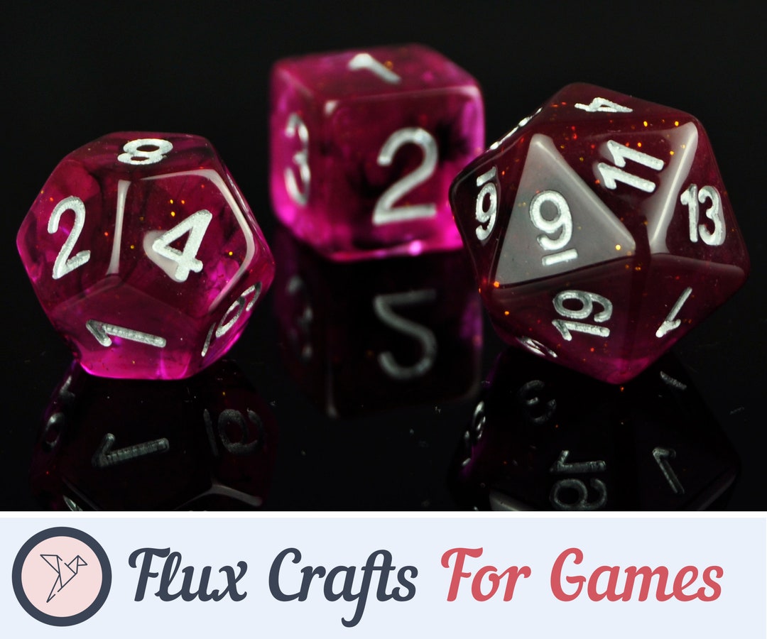 7pcs RPG Full Dice Set Glitter in Magenta Resin Pink - Etsy UK