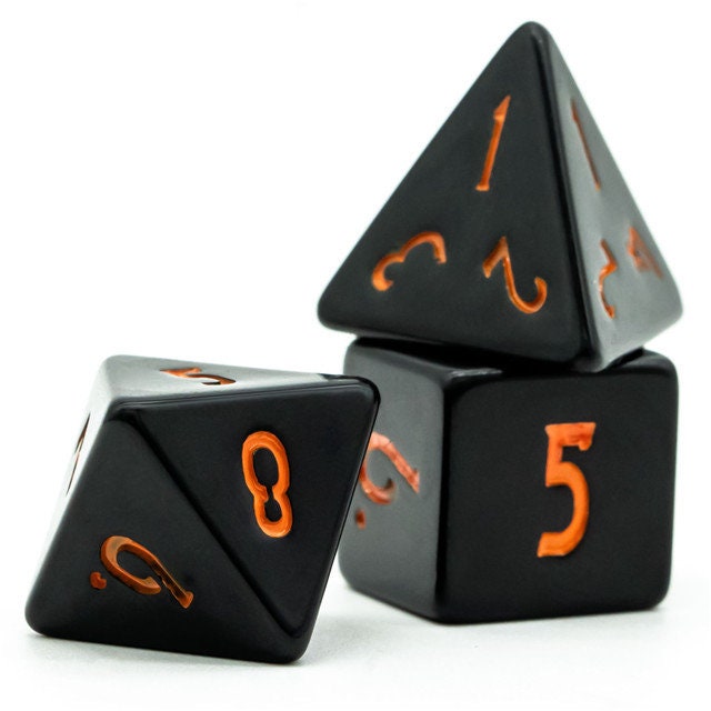7pcs RPG Dice Set Black Resin Solid Tabletop Roleplaying - Etsy