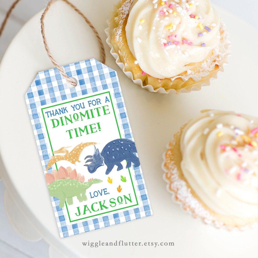 Dinosaur Thank You, Dinosaur Thank You Tags, Dinosaur Favors, Dinosaur ...