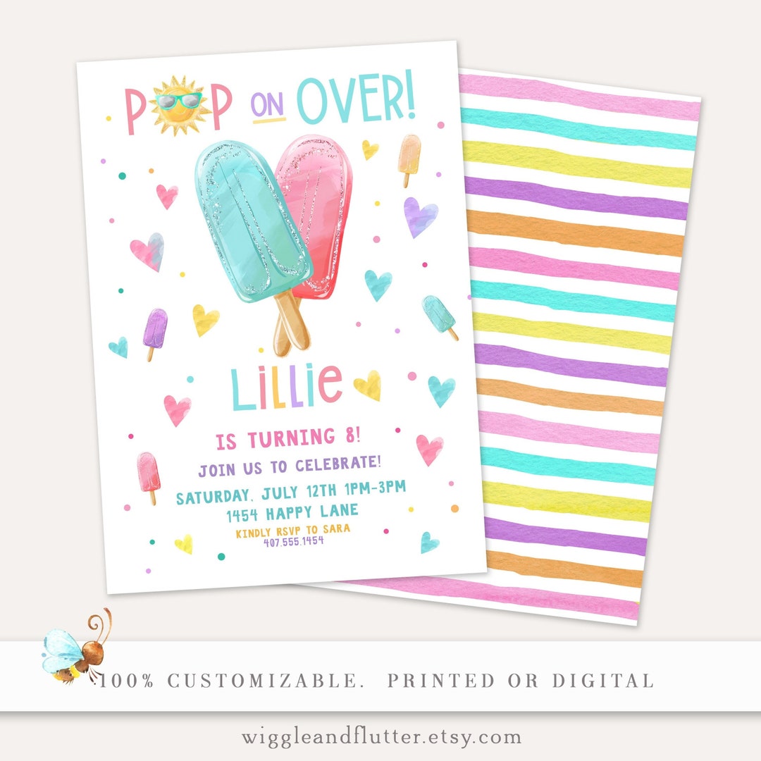 Popsicle Birthday, Popsicle Birthday Invite, Popsicle Party, Popsicle ...