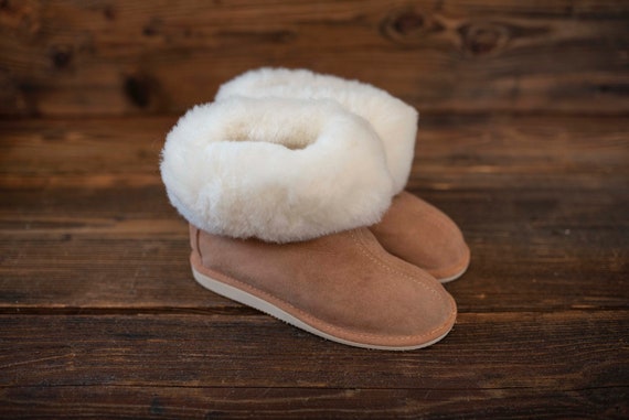 Sheepskin Slippers Sheep Wool Fur Leather Slippers Warm | Etsy