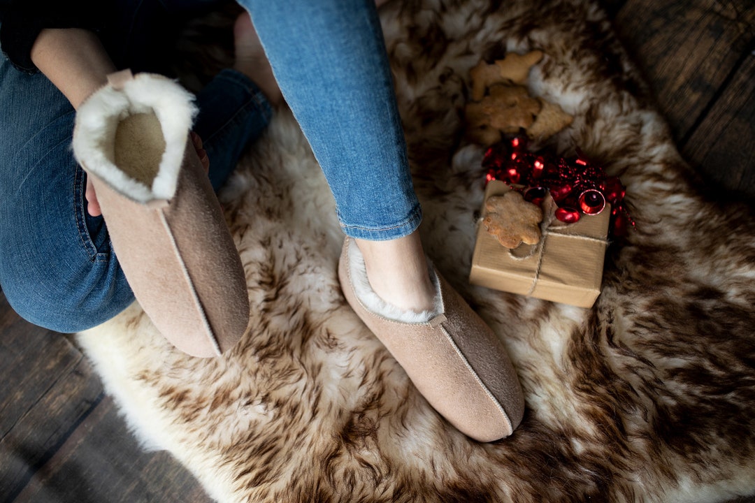 New Sheepskin Slippers, Lambskin Slippers, Fur Slippers, Leather ...