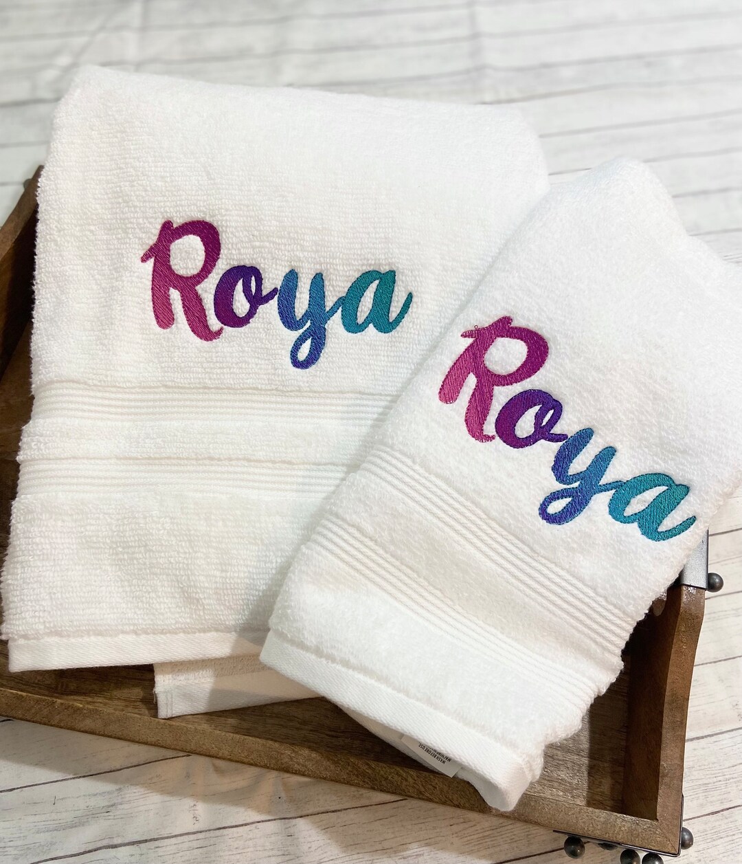 Colorful Personalized Embroidered Name Towel Set | Personalized Bath ...