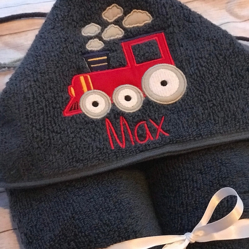 Embroidered Train Towels - Etsy