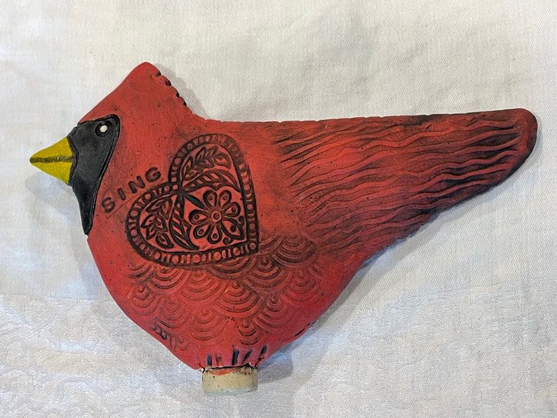 Ceramic Cardinal Garden Stake - Etsy