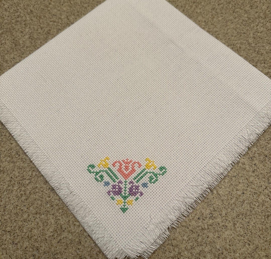 Cross Stitch Bread Cloth, Bread Liner, Basket Liner Tulip Completed ...