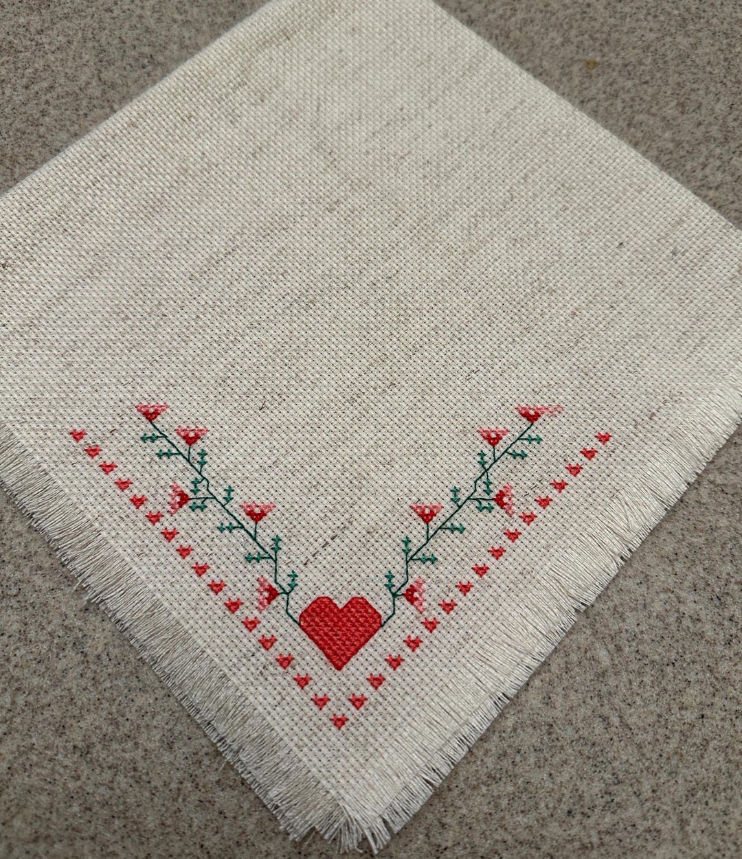 Cross Stitch Bread Cloth, Bread Liner, Basket Liner Heart and Vine ...