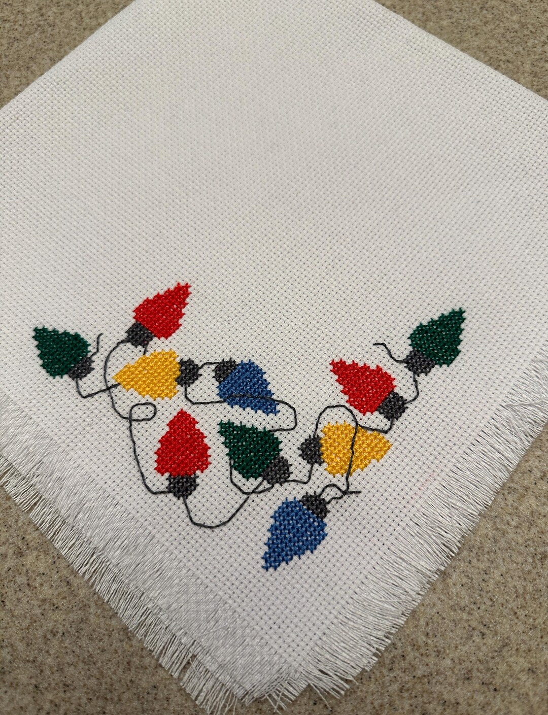 Cross Stitch Bread Cloth, Bread Liner, Basket Liner Christmas Lights ...