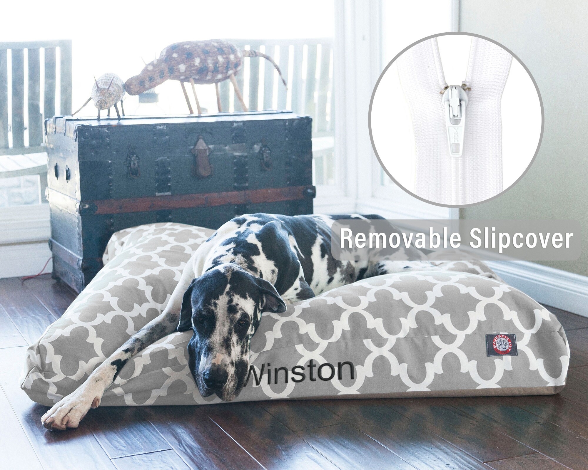 Personalized Rectangle Style Dog Bed Durable Bedding Supportive Cushion ...