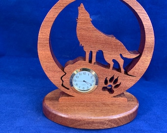 Howling Wolf Large Black Wall Clock - Etsy