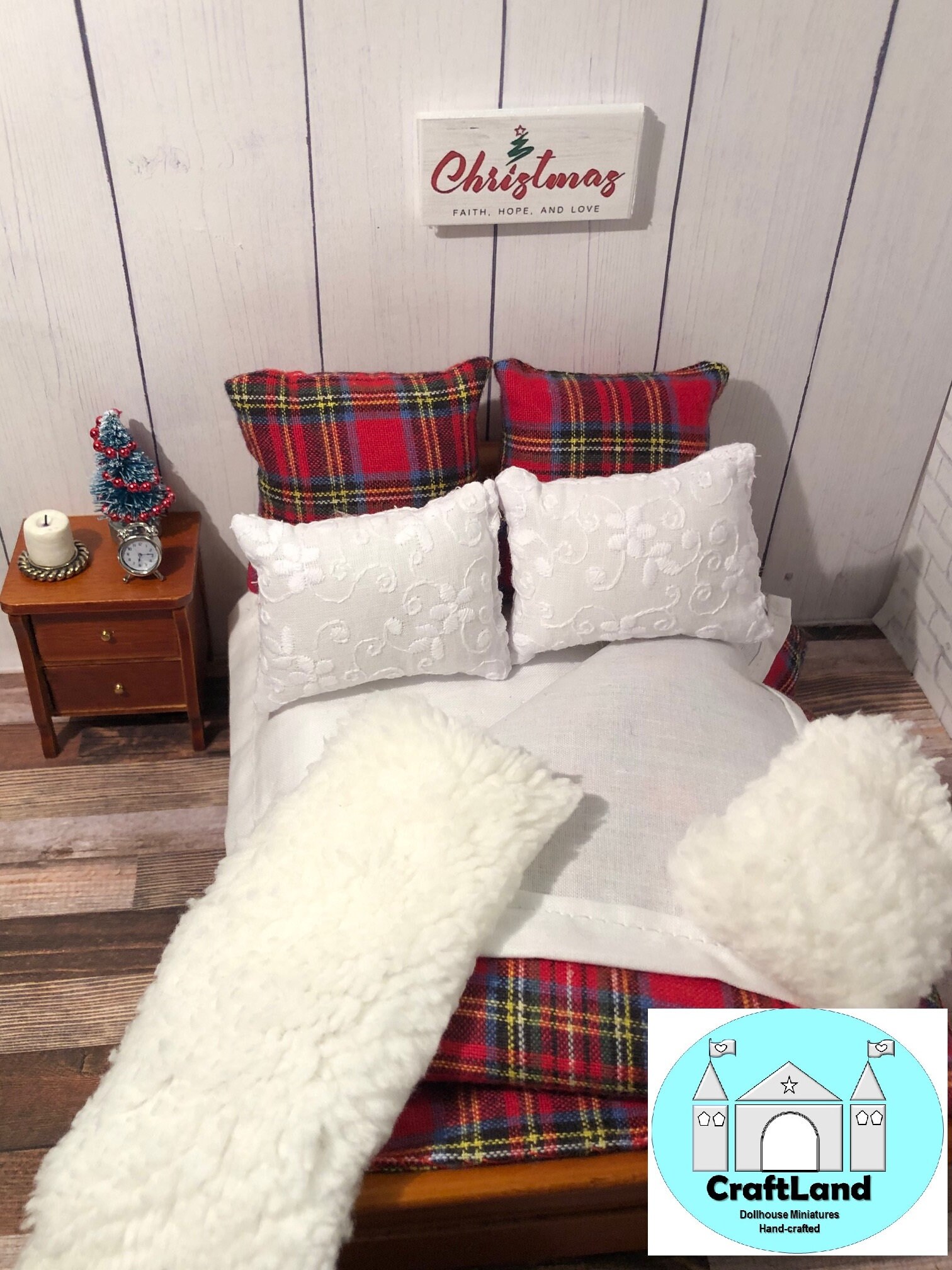 Miniature Dollhouse Christmas Plaid Bedding Set Scale 1:12 - Etsy