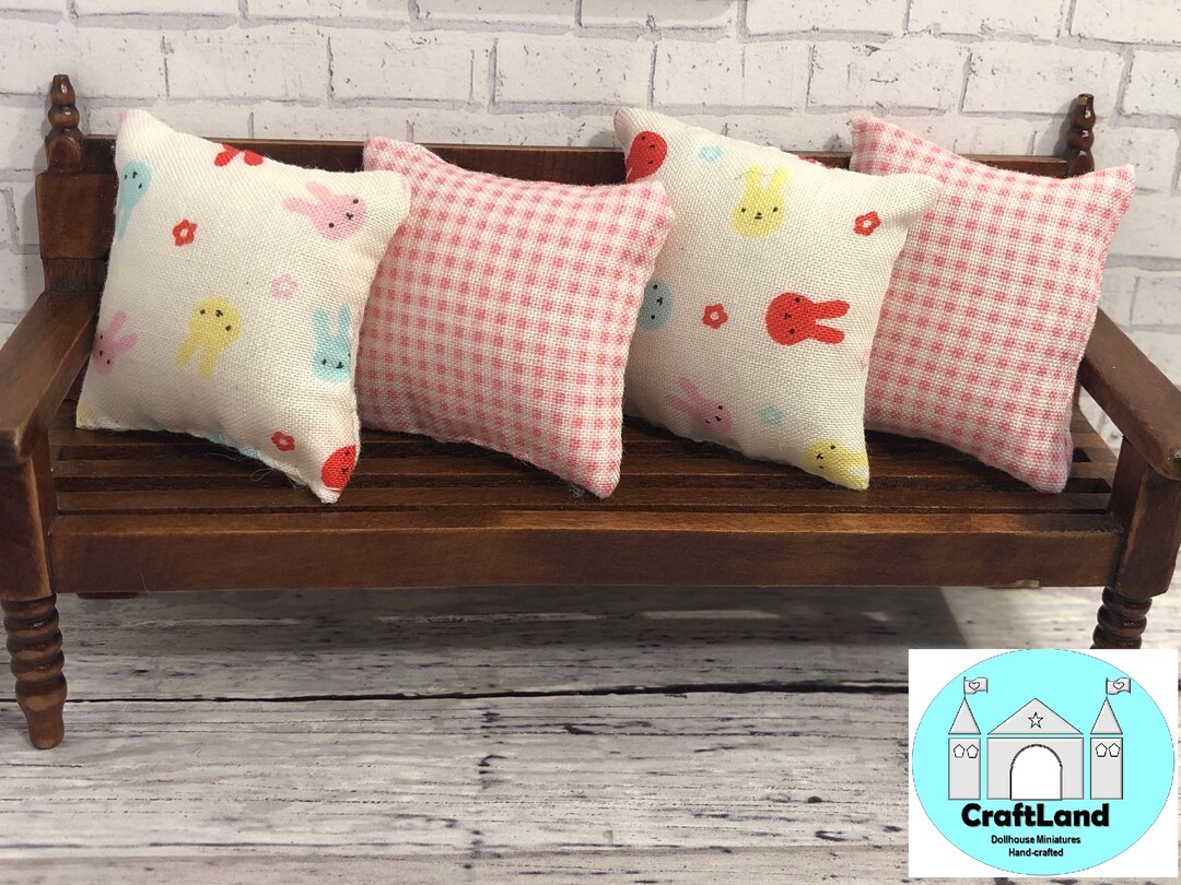 Miniature Dollhouse Pillow Set, Tiny Bunnies, Scale 1:12 - Etsy