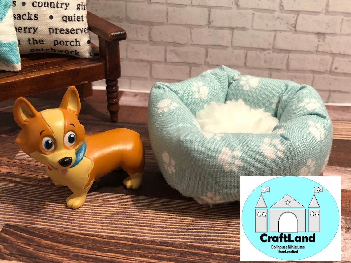 Miniature Dollhouse Dog Bed Light Blue Scale 1:12 | Etsy