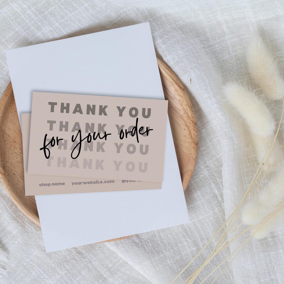 Neutral Thank You Card Editable Canva Template | Thank You Card ...
