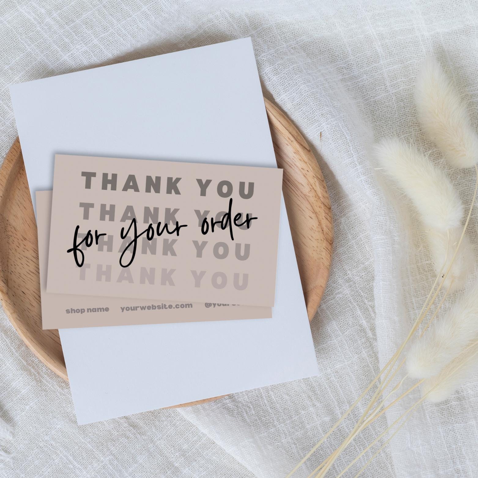 Neutral Thank You Card Editable Canva Template | Thank You Card ...
