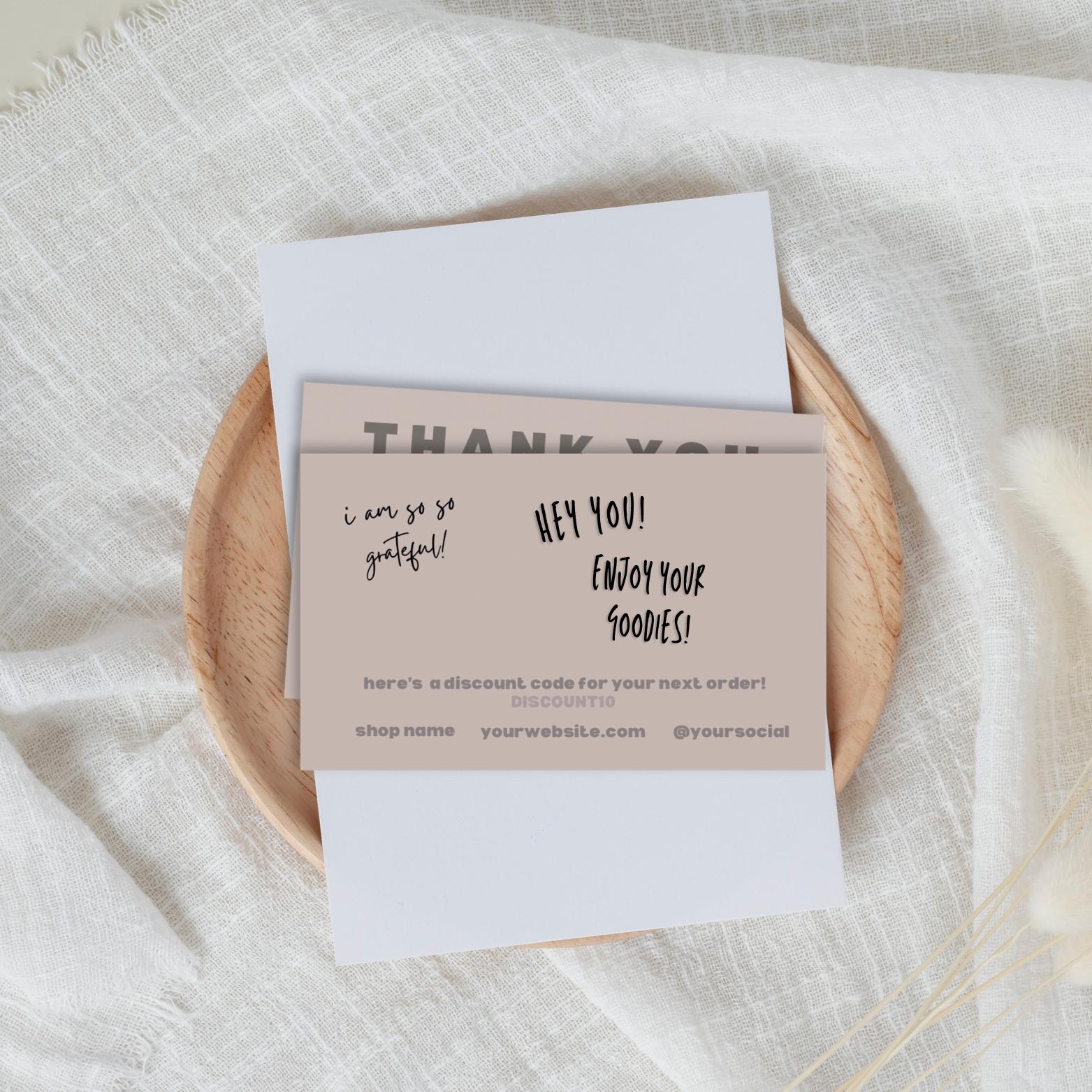 Neutral Thank You Card Editable Canva Template | Thank You Card ...
