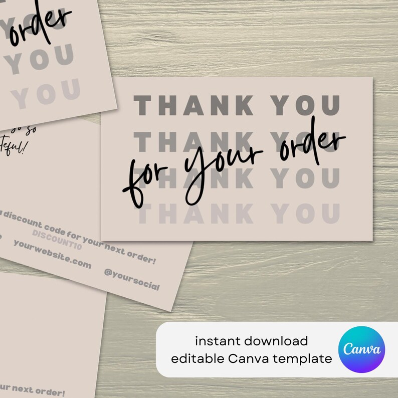 Neutral Thank You Card Editable Canva Template | Thank You Card ...