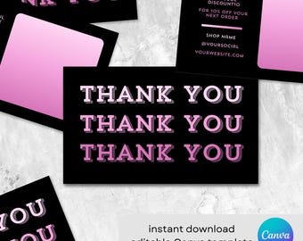 Neutral Thank You Card Editable Canva Template | Thank You Card ...