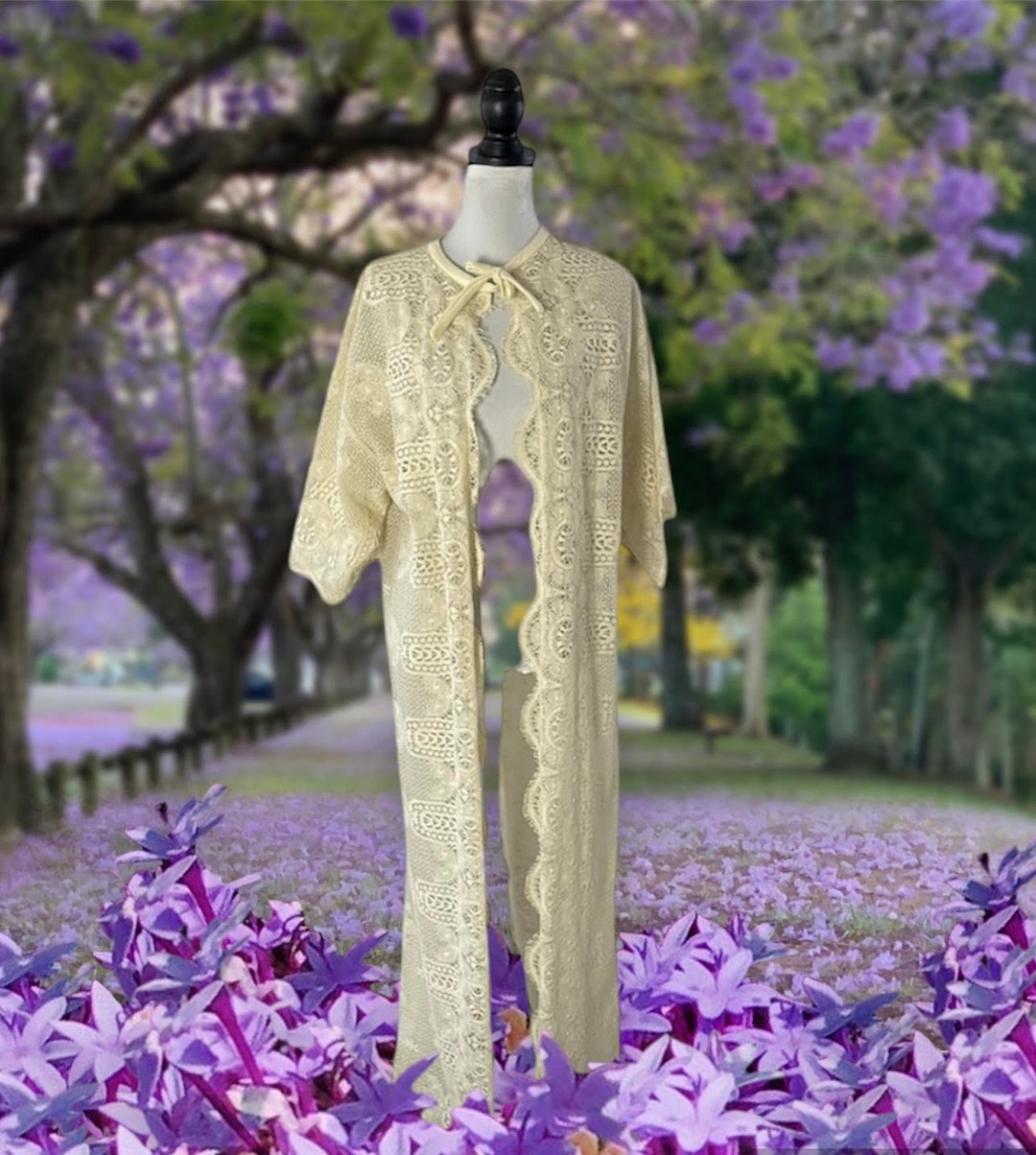 Vintage 70's Claire Haddad Long Lace Overcoat Women's - Etsy