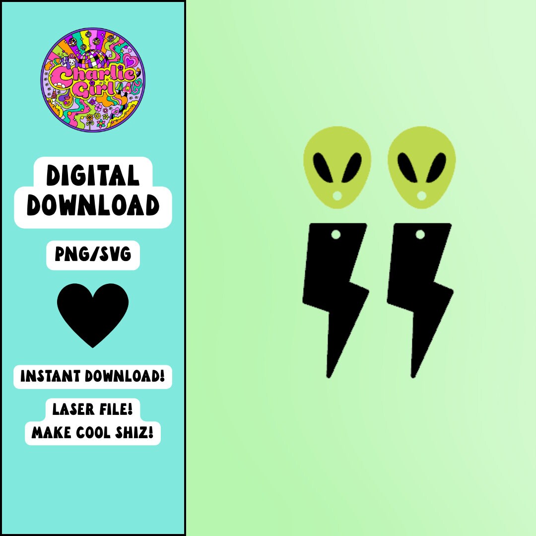 ALIEN Earrings Svg File, Laser Cut Alien Earrings SVG, Glowforge Alien ...