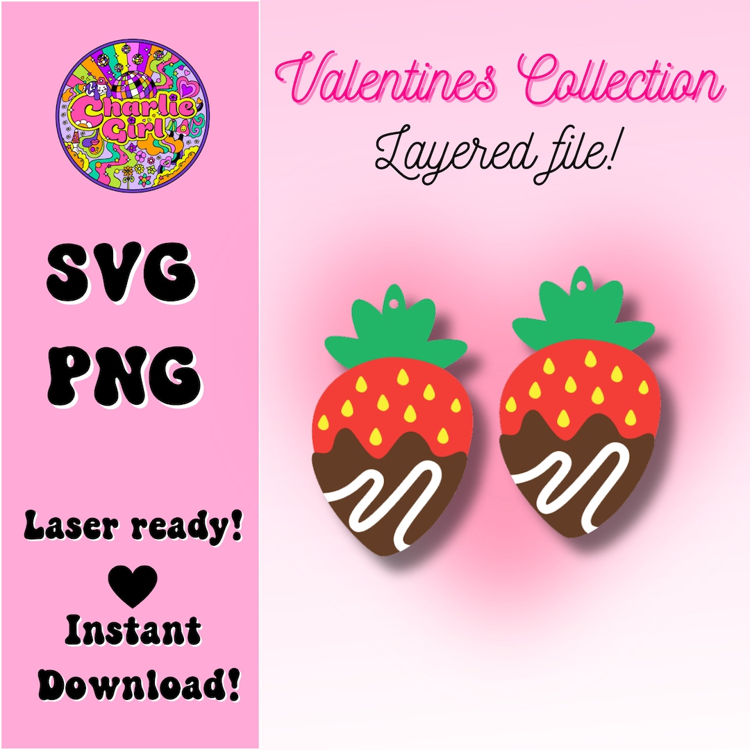 Chocolate Covered Strawberry Svg File, Earring Laser Cut File ...