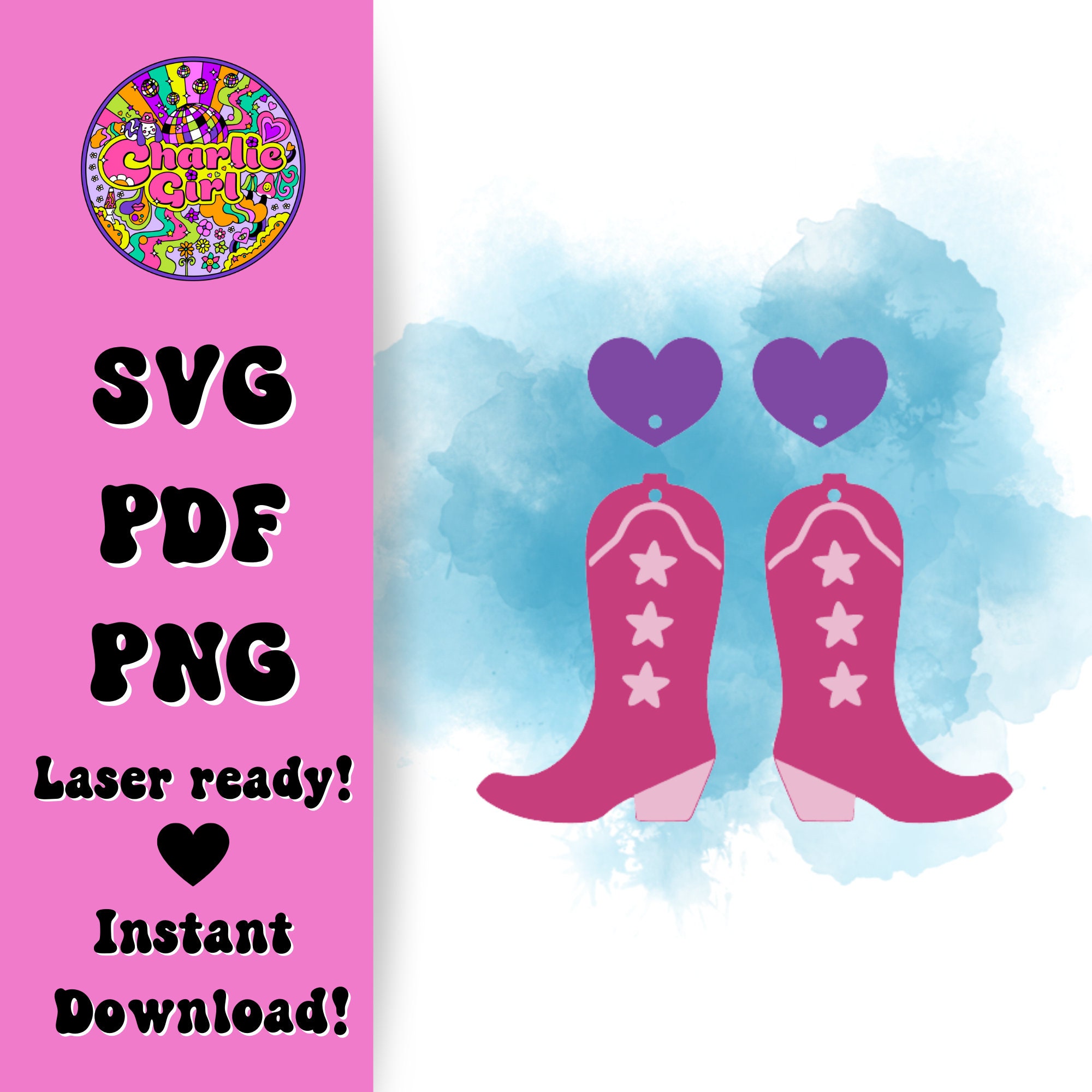 Cowgirl Boot Earrings Svg, Cowboy Boot Earrings Svg, Laser Cut Earrings ...