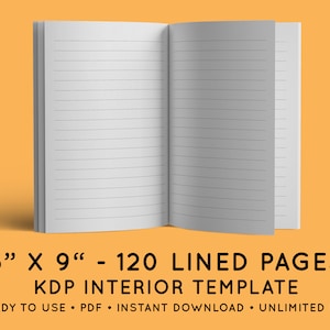 6"x9" Lined Pages - Amazon KDP Interior Template - 120 PDF Pages ...