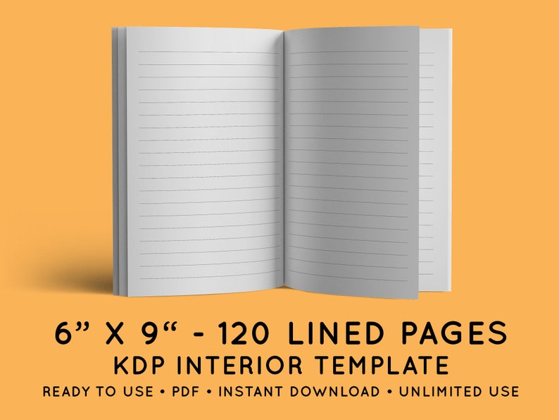 6x9 Lined Pages Amazon KDP Interior Template Etsy