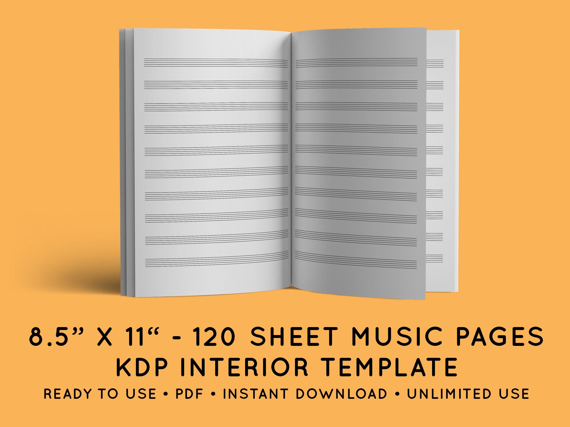 Blank Sheet Music - Amazon KDP Interior Template - 8.5" X 11" Template ...