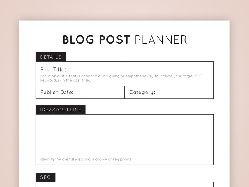 Blog Post Planner Book Amazon KDP Interior Template | Etsy