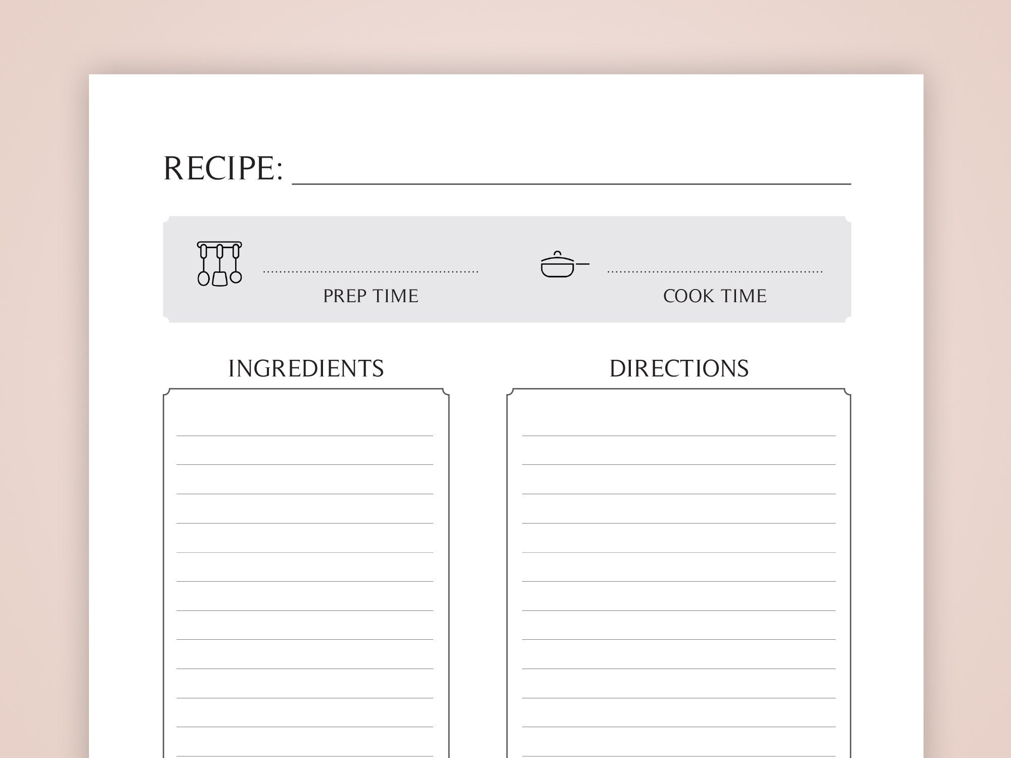 Blank Recipe Book / Cookbook - Amazon KDP Interior Template - 8.5" X 11 ...
