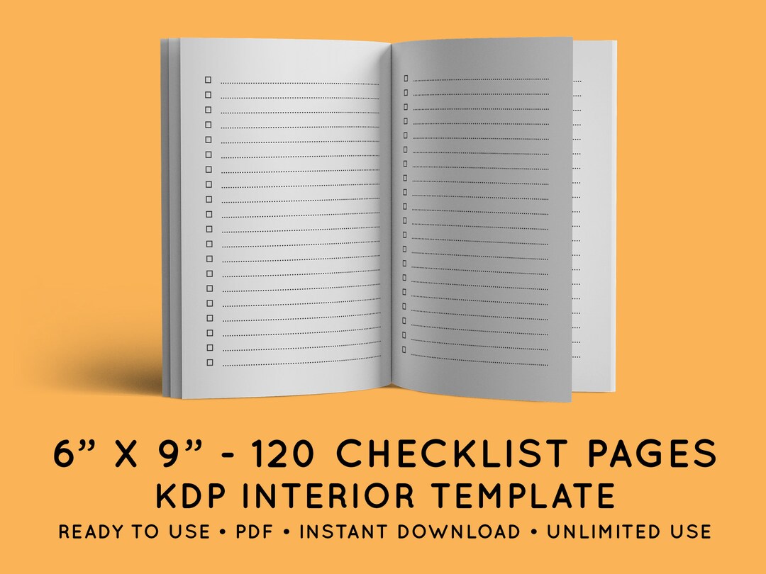 6x9 Checklist Pages Amazon KDP Interior Template 120 PDF Pages Ready-to ...