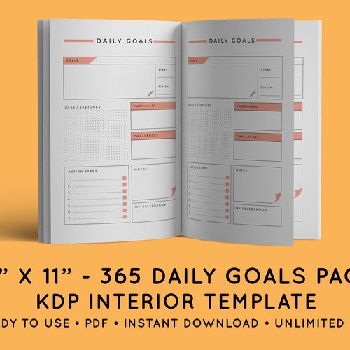 2022 Daily Planner KDP Journal 120 Pages 8.5x11 Ready to - Etsy