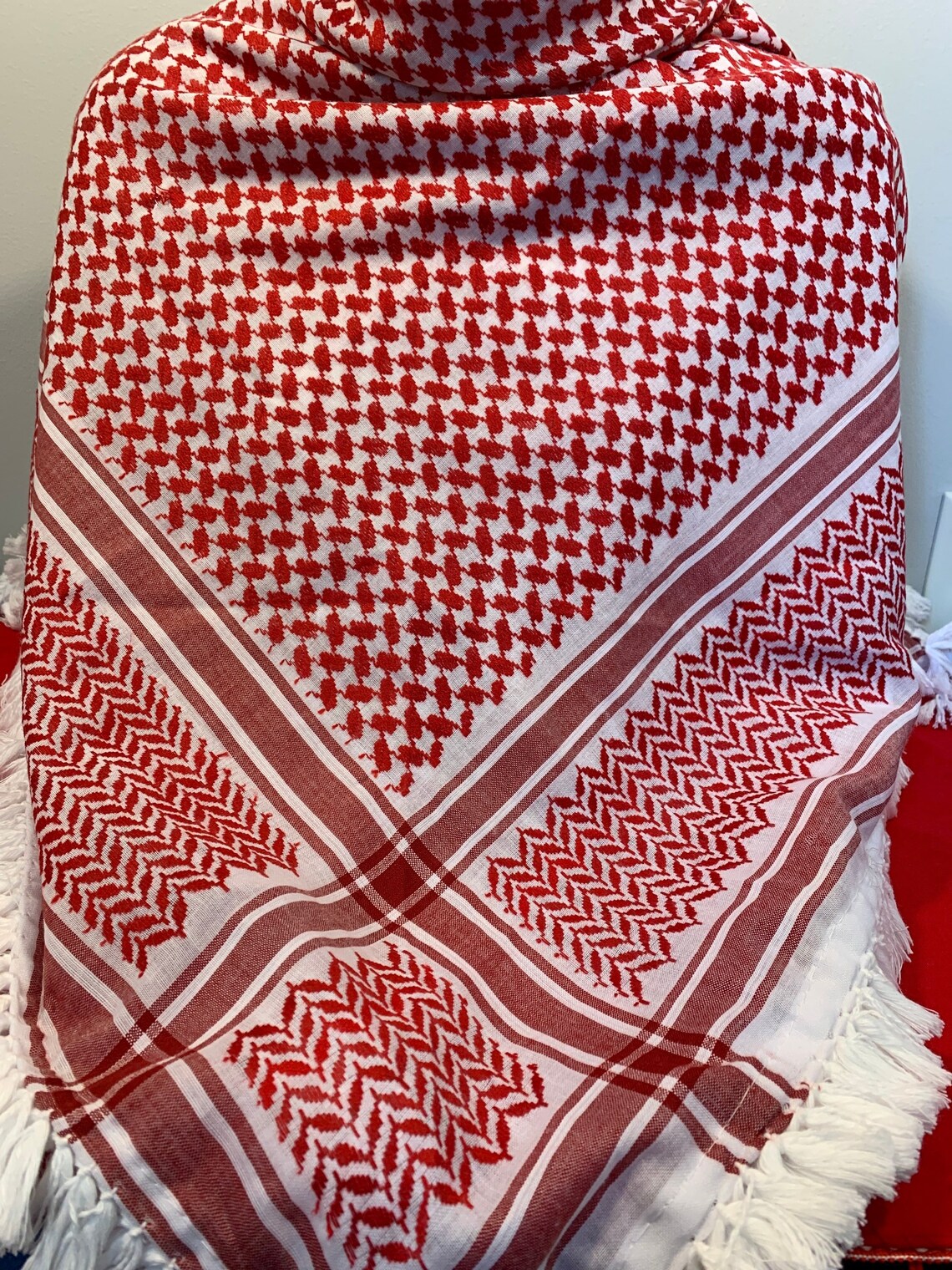Red and White Jordanian Hadab Keffiyeh Shemagh - Etsy