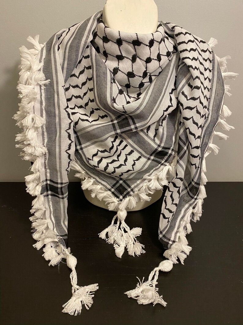 Palestinian Shemagh Hadab Keffiyeh Hand Tied Medium Fringe - Etsy
