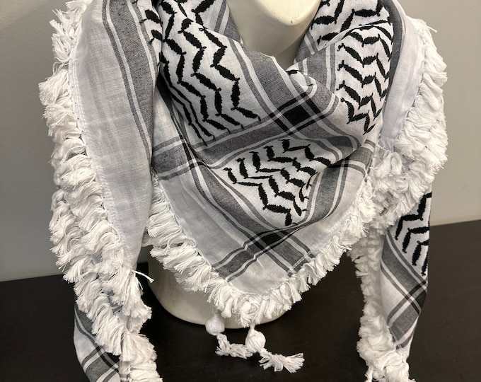 Palestinian Shemagh Hadab Keffiyeh Hand Tied Medium Fringe - Etsy