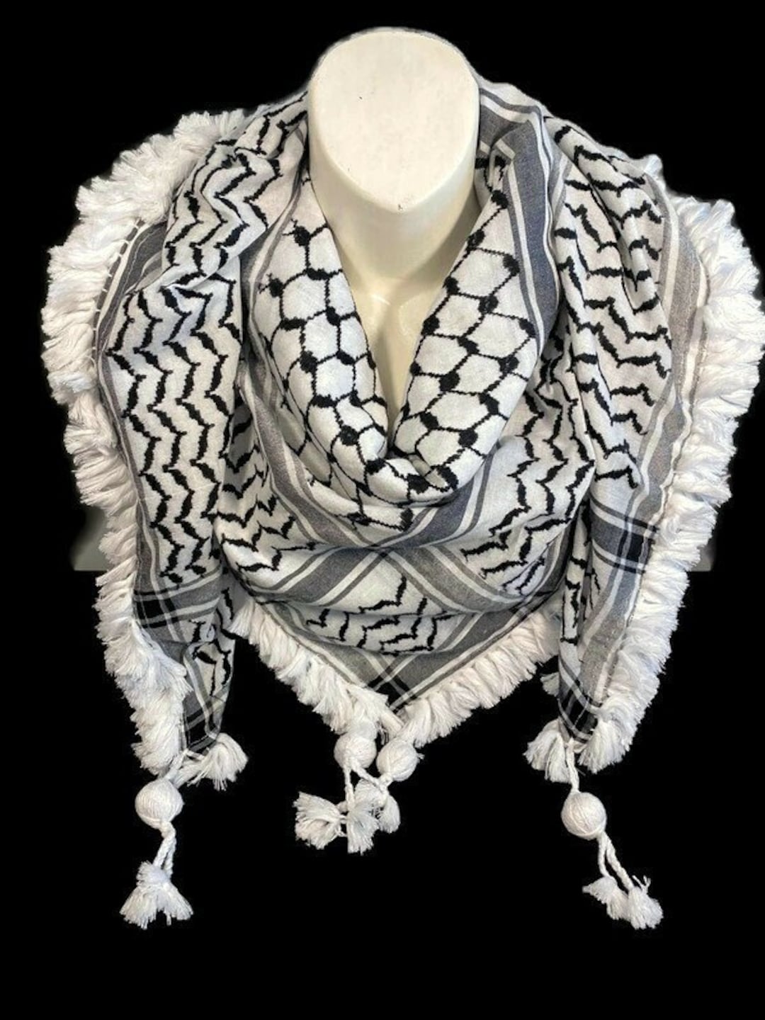 Palestinian Shemagh Hadab Keffiyeh (slight Flaws) Hand Tied by Women in ...