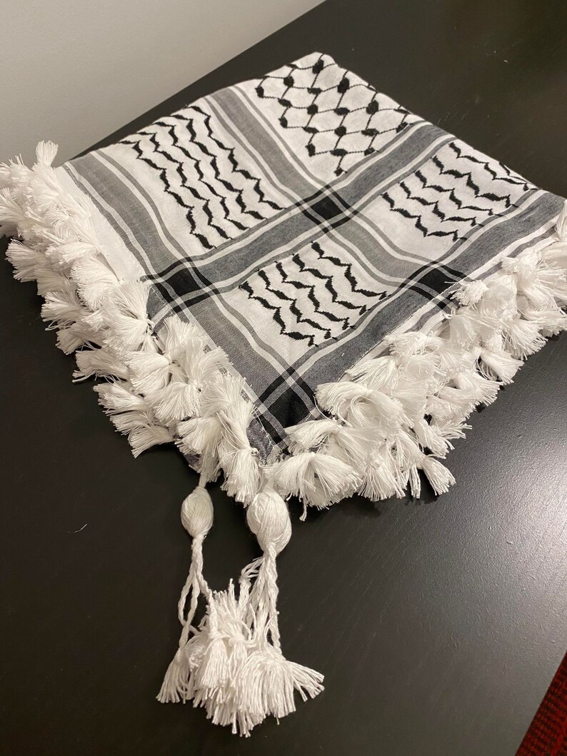 Palestinian Shemagh Hadab Keffiyeh Hand Tied Medium Fringe - Etsy