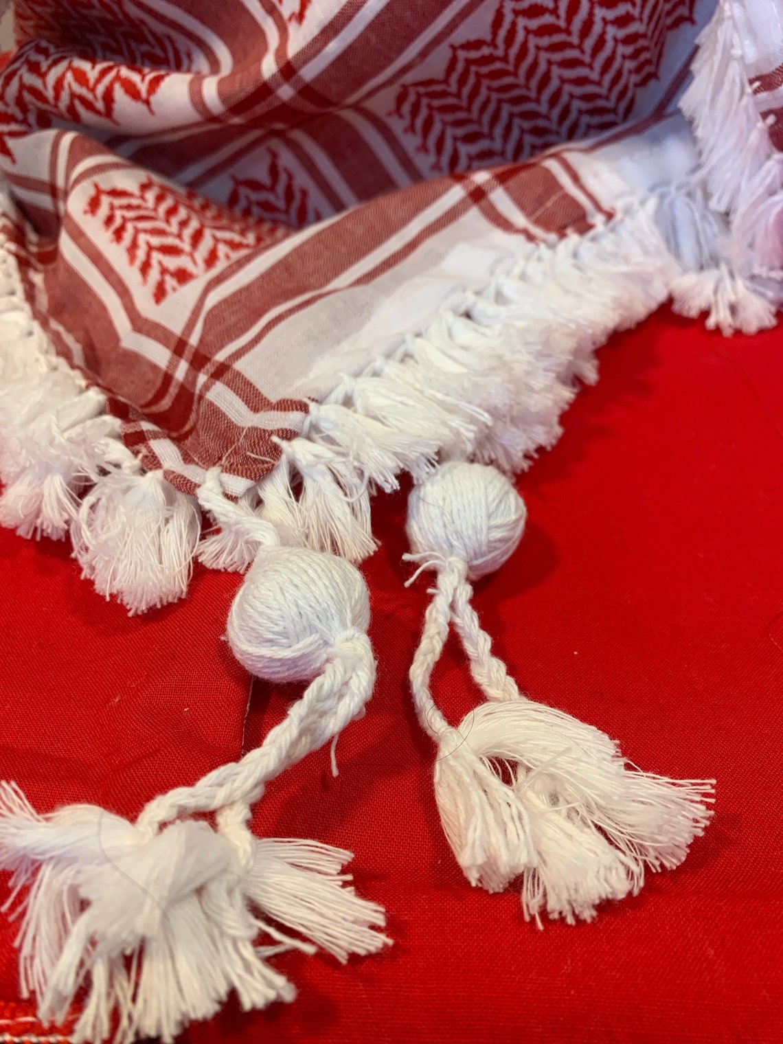 Red and White Jordanian Hadab Keffiyeh Shemagh - Etsy